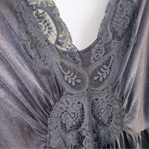 Olga | Intimates & Sleepwear | Vintage Olga Long Black Satin Lace ...
